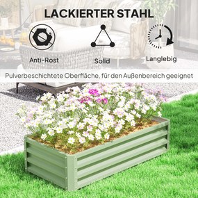Outsunny Zvedený Záhon z Oceli, Zahradní Rámeček s Otevřeným Dnem pro Pěstování Zeleniny 120x60x30,5 cm na Balkon, Terasu, Květináč pro Květiny, Rost…