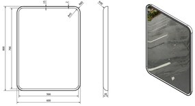 Sapho, FLOAT LED podsvícené zaoblené zrcadlo v rámu 600x800mm, bílá, 22572