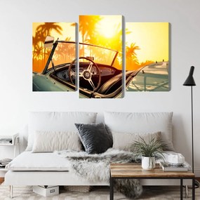 Vícedílný obraz Pohled Z Auta Na Retro Západ Slunce Nedostatek Nedostatek Plátno Canvas 150x100