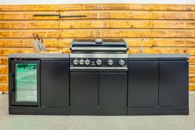 Venkovní kuchyně GrandHall s grilem Maxim G5 a s dřezem a vinotékou, 262cm