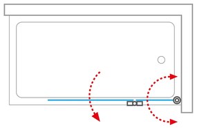 Roltechnik Outlet Dvoudílná vanová zástěna ORION Varianta: šířka: 100 cm, výška: 150 cm, orientace: Levá - (ORION 100 L - 810-0000094-00-02), Barva profilů a typ výplně: profily: brillant, výplň: transparent
