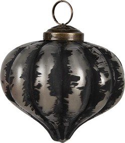 Granitová antik skleněná vánoční ozdoba baňka Noirre - Ø 8*8 cm