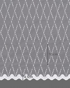 Záclona na řasící pásce Wave barva bílá látka poloprůhledná, pletený vzor, vzorované