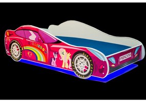 ADRK Postel CAR PINK, CH-CAR-PINK-140+L-S003, 140x70 cm s LED osvětlením a matrací, růžová