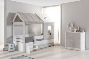 Domečková postel 90x190 Boom - bílá/šedá