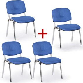 Konferenční židle VIVA PLUS 3+1 ZDARMA - chromované nohy, modrá
