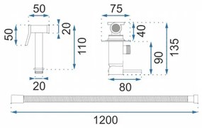 REA-B4106-Bidet. baterie se sprškou pro podomítkovou instalaci LUNGO lesk. chrom