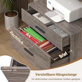 Costway Kartotéka s nabíjecí stanicí Kancelářská skříňka se 3 otevřenými