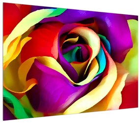 Barevný obraz abstraktní růže (100x70 cm)