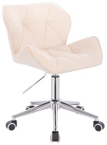 LuxuryForm DESIGN Otočná židle MILANO VELUR na stříbrné podstavě s kolečky - krémová