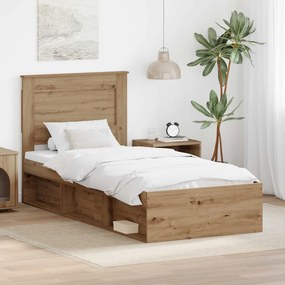 Rám postele Umělecký dub 75 x 190 cm Masivní borové dřevo 3410151