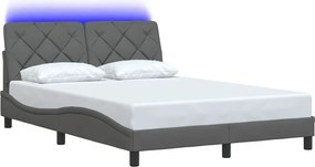 Rám postele s LED bez matrace Tmavě šedá 140x190 cm Látka 3310665