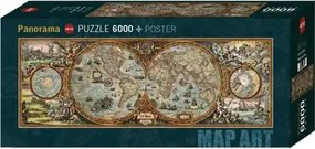 HEYE Panoramatické puzzle Mapa světa (polokoule) / 6000 dílků / 235 x