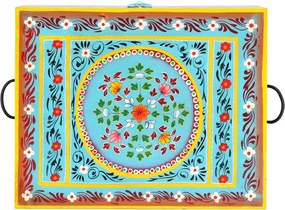 Ručně malovaný úložný box 50 x 40 x 40 cm masivní mangovník 323540