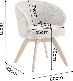 Designová otočná židle Tolinka béžová / přírodní