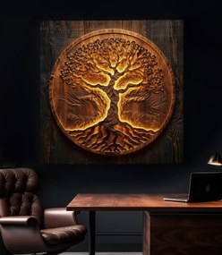 Obraz na plátně - Strom života Zarrios, dřevo styl FeelHappy.cz Velikost obrazu: 80 x 80 cm