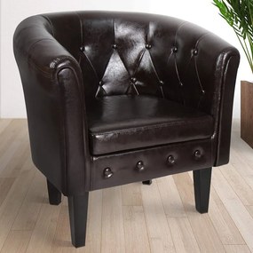 Miadomodo 74115 Křeslo s taburetem Chesterfield, hnědé