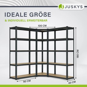 Juskys Sada tří kovových regálů Corner a Basic Barva: stříbrná
