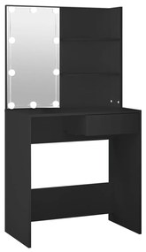 vidaXL Toaletní stolek s LED černý 74,5 x 40 x 141 cm
