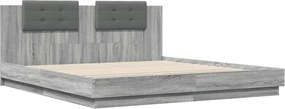 Rám postele s čelem šedý sonoma 200 x 200 cm kompozitní dřevo 3209896