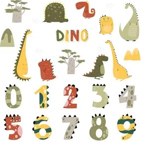 Sipo Nástěnné samolepky do dětského pokoje, Dino Numbers