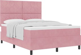 Postel s boxspringem s čelo Růžová 160 x 200 cm samet 3339913