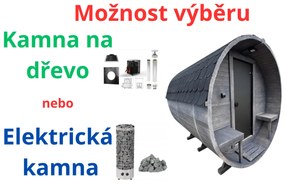 NIKIDO Venkovní sudová sauna na dřevo nebo elektřinu BLACK 240 x220 pro 4-6 osob