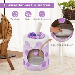 Costway Cat tree škrábací soudek ve tvaru mléčného čaje se sisalovými kolíky