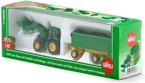 Siku Farmer 1843 John Deere s čelním nakladačem a přívěsem / 1:87 / od