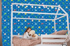 Tapeta Na Zeď Pro Děti - Barevné Hračky A Hvězdy Vliesová tapeta 53x1000