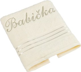 Bellatex Froté ručník kolekce Linie s výšivkou Babička Béžová 50x100 cm