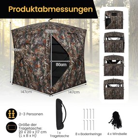 Costway 360 Jednostupňový jednorázový průhledný pozemní stan lovecký úkryt 4