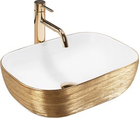 Rea Belinda, umyvadlo na desku 465x330x135 mm, bílá-zlatá, REA-U7422