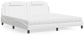 Postel Viana s matrací bílá 200 x 200 cm umělá kůže 3208818