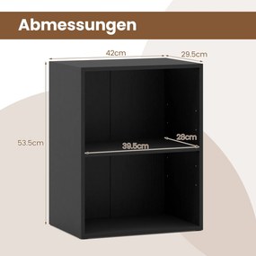 Costway Sada 2 dvoupatrových knihoven 42 cm, černá