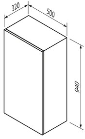 Sapho ESPACE skříňka 50x94x32cm, 1x dvířka, levá/pravá, dub stříbrný - ESC850-1111