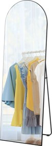 HOMCOM Zrcadlo přes celou postavu, 150 x 50 cm Zrcadlo na stěnu se stojanem, Zaoblený design, Podlahové zrcadlo s bezpečnostní fólií, pro obývací poko