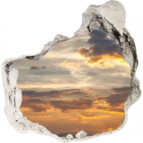 Wallmuralia Díra 3D ve zdi nálepka Západ slunce 75x75 cm