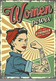 Plechová cedule Women Power Velikost: A4 (30 x 20 cm)