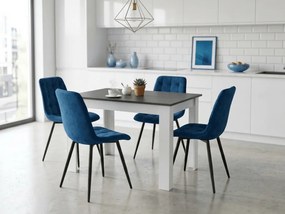 Jídelní židle SPLIT VELVET s černými nohami, modrá