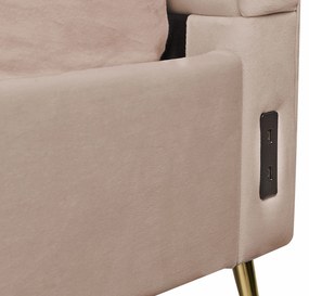 Sametová postel s USB portem 140 x 200 cm taupe MIRIBEL Beliani