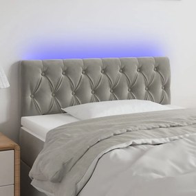 Čelo postele s LED světle šedé 90 x 7 x 78/88 cm samet 3121984