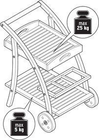 Tchibo - Barový vozík s odnímatelným podnosem - barva: hnědá