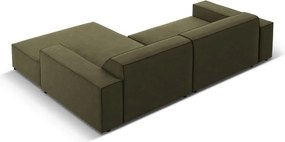 Khaki sametová modulární rohová pohovka (pravý roh/s lenoškou) Jodie – Micadoni