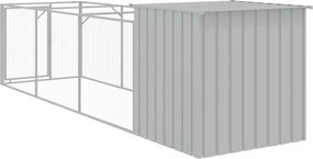 Psí bouda s výběhem světle šedá 110x405x110 cm pozinkovaná ocel 3189084
