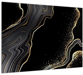 Skleněný obraz - Černo-zlatý mramor (70x50 cm)