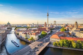 Vícedílný obraz Řeka Spréva A Panoramatický Výhled Na Berlín Nedostatek Nedostatek Plátno Canvas 180x120