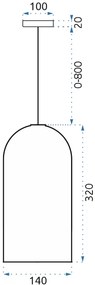 Toolight Fox B, závěsná lampa 1xE27 APP196-1CP, černá-růžové zlato, OSW-00177