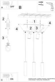 Závěsné svítidlo Ring 3, 5x bílé kovové stínítko