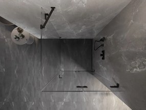 Mexen Lunar-F, sklápěcí sprchový kout pravý 90 x 90 cm, 8mm čiré sklo, černý profil, 836-090-090-70-00-P